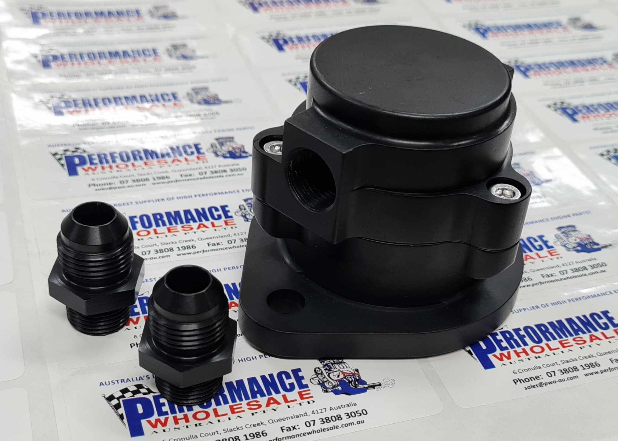 DJE CT525 Thermostat Housing With restrictor Plate & 2 x -8an Water Fi ...